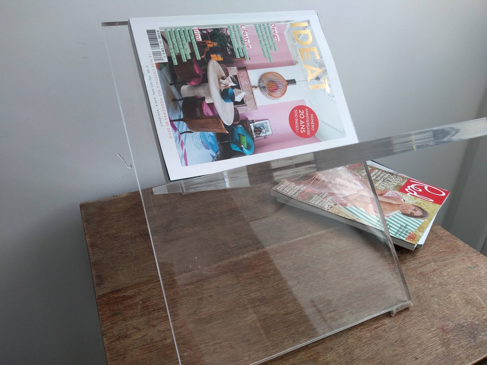 Vintage French Thick Perspex Plastic Plexiglass Book Magazine Newspaper ...