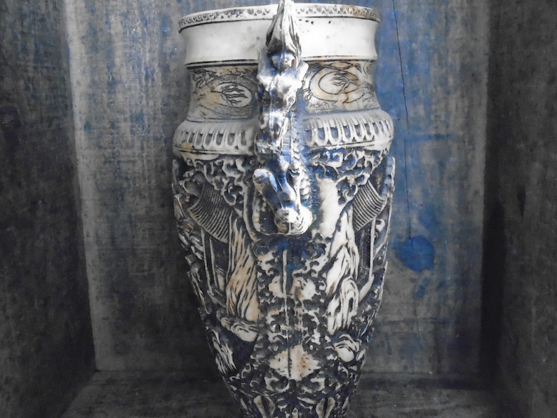 Vintage Chinese Scene Resin Faux Fake Carved Animals Tusk Horn | Etsy