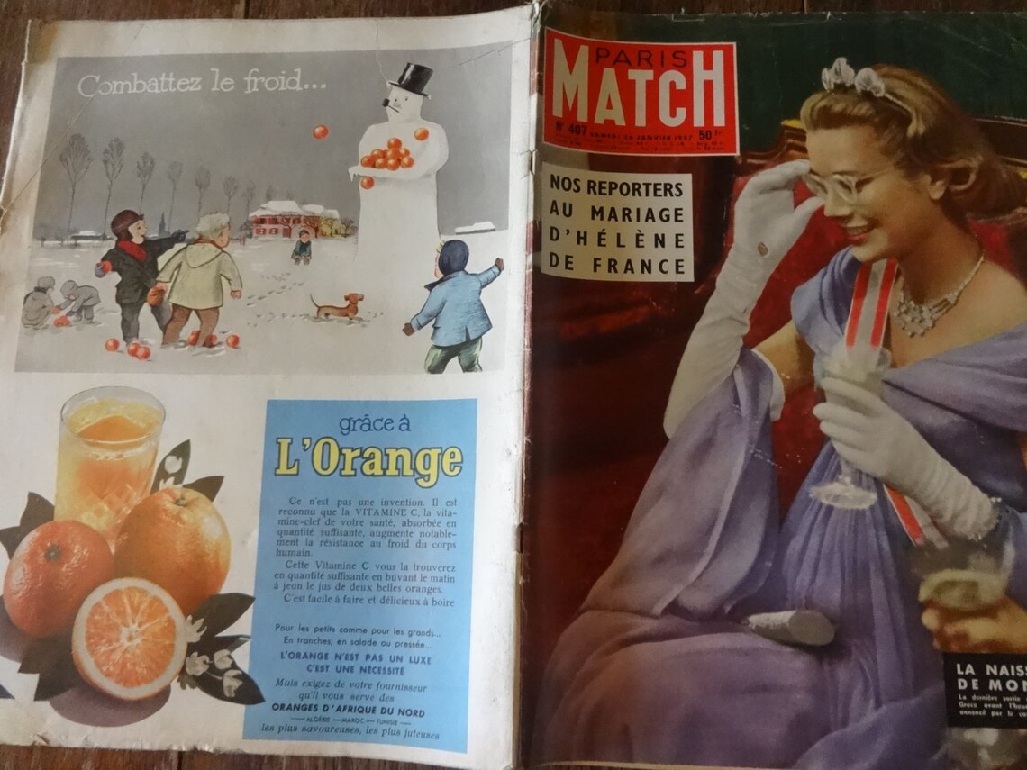Vintage French Paris Match Magazine No 407 D'helene De France Special ...