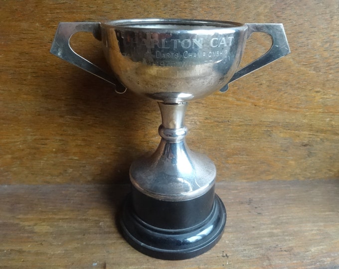 Vintage English Metal Trophy Cup Engraved HKRC Kimbolton Rugby Award ...