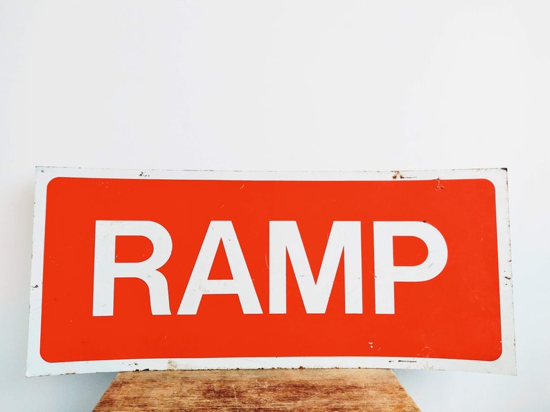 Vintage English Large Red Ramp Warning Sign Metal Roadsign - Etsy