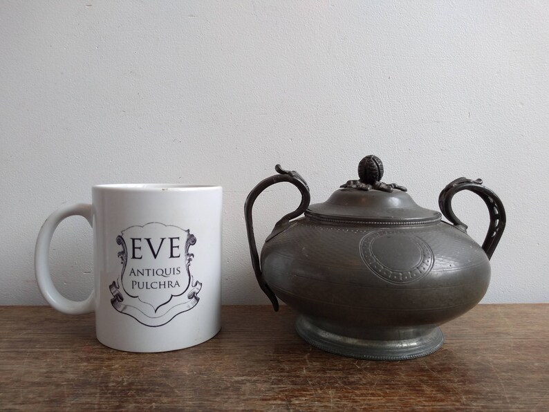 Antique English Sheffield Pewter Pot With Lid Dish Bowl Sugar Storage ...