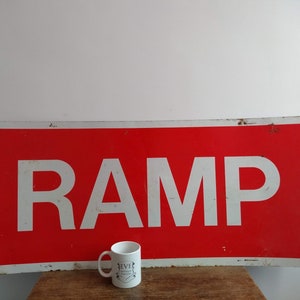 Vintage English Large Red Ramp Warning Sign Metal Roadsign Road Display ...