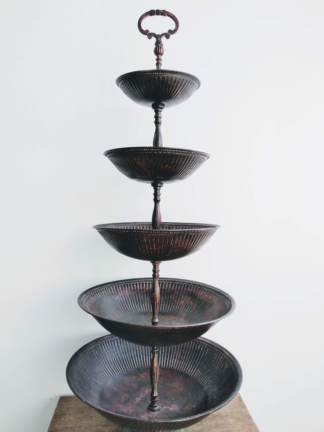 Vintage French Metal Brown Cake Bon Bon Stand Style Five Tier Serving ...