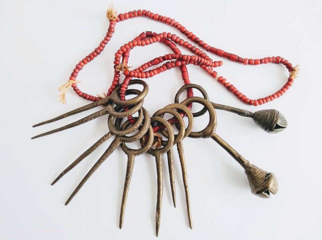 Vintage Asian Spike Bell Charm Pendant Tribal Primitive Brass With ...