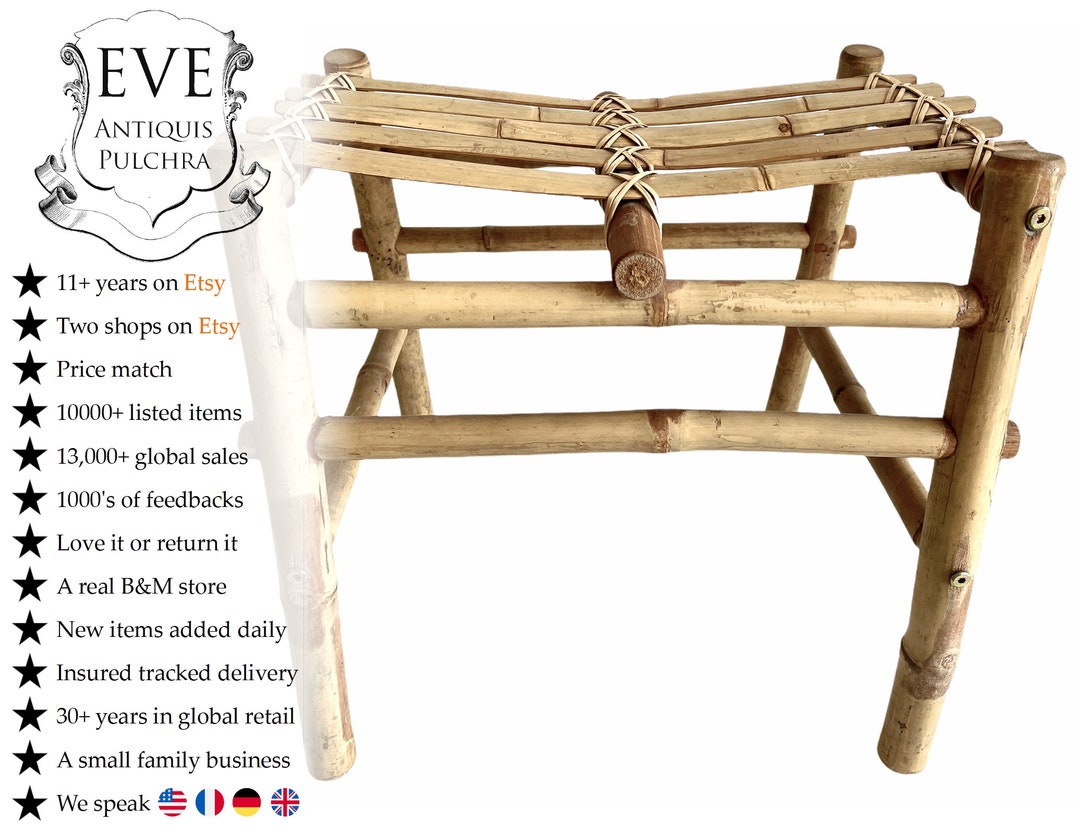 Vintage Vietnamese Bench Stool Bamboo Pole Wood Wooden Pole Seat Prop ...