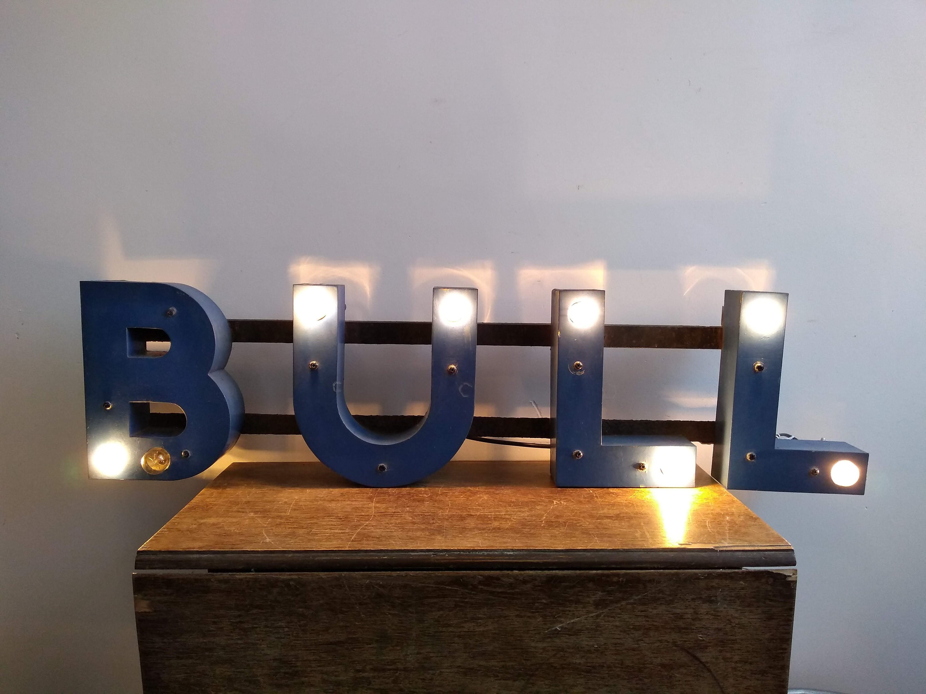 Vintage English BULL Shop Sign Take Away Blue Black Large Lit | Etsy