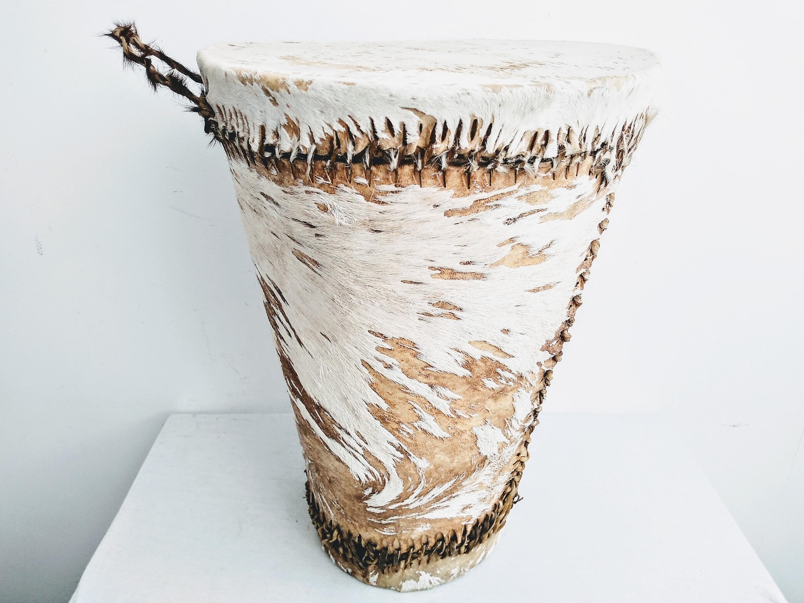 Vintage African Drum Wood Goat Leather Percussion Musical Instrument ...