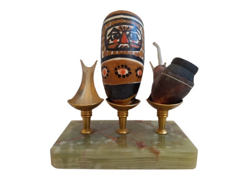 Vintage French Polished Stone Marble Brass Metal Triple Pipe - Etsy