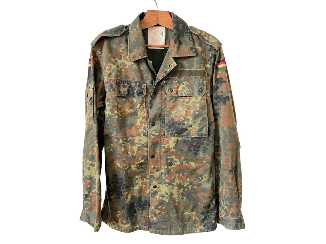 Vintage German Army Jacket Uniform Camuflage Cotton Snap Closure ...