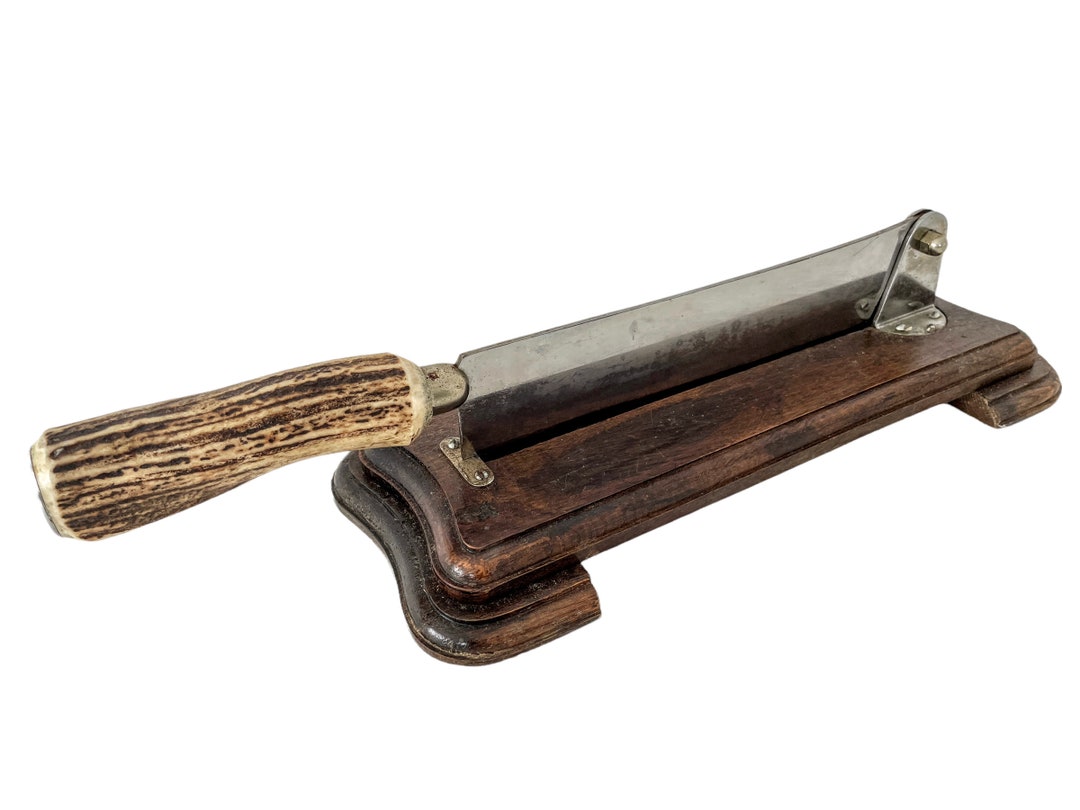 Vintage French Antler Handle Bread Baguette Cutting Knife Chopper ...