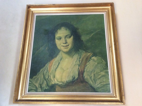Vintage French Large Reproduction Print in Gold Coloured Frame - Etsy