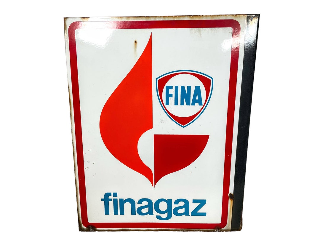 Vintage French Fina Finagaz Double Sided Gas Supplier White Large ...
