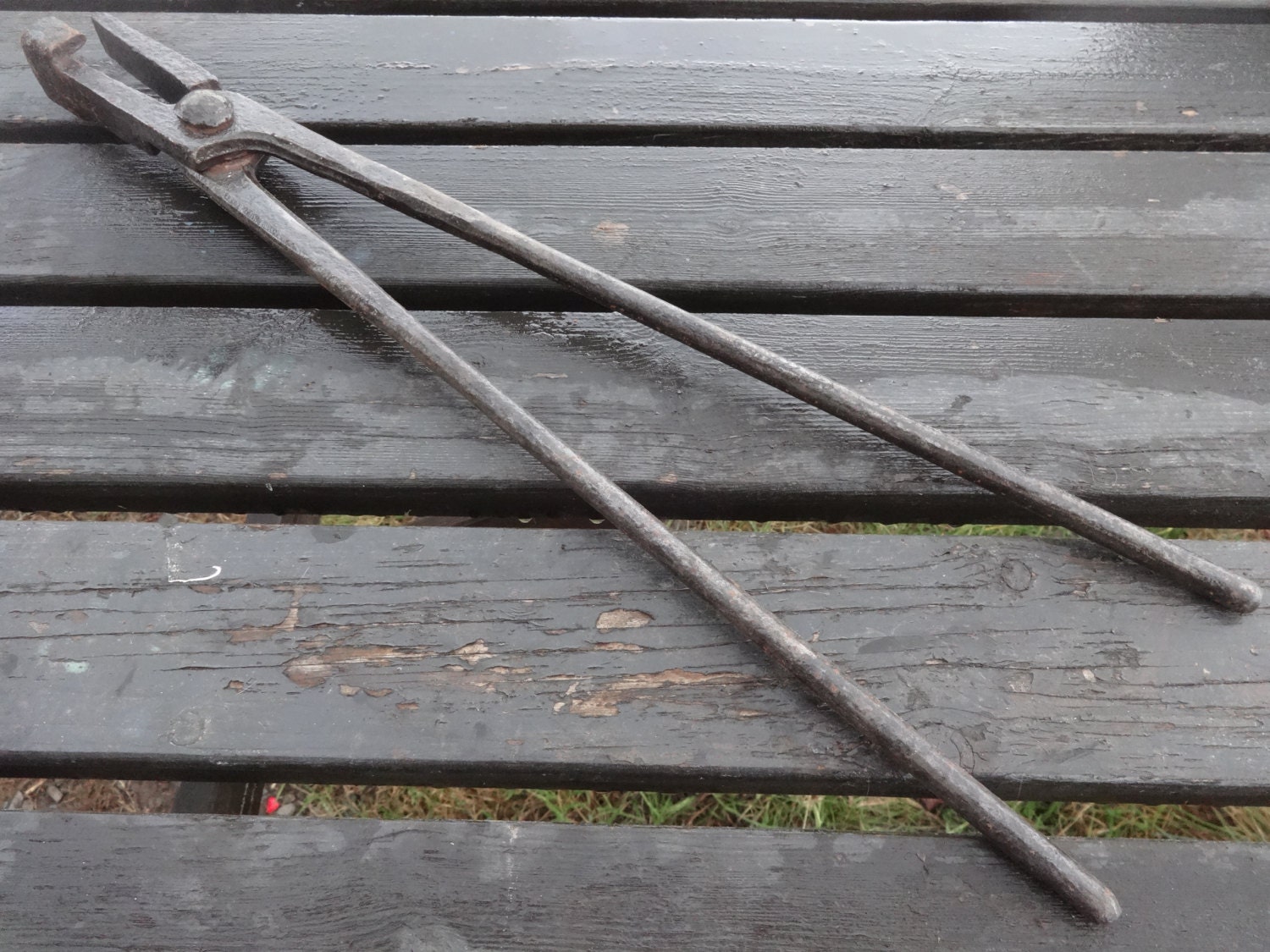 Antique French Extra Large Metal Tongs Pliers Tool Ironsmith | Etsy