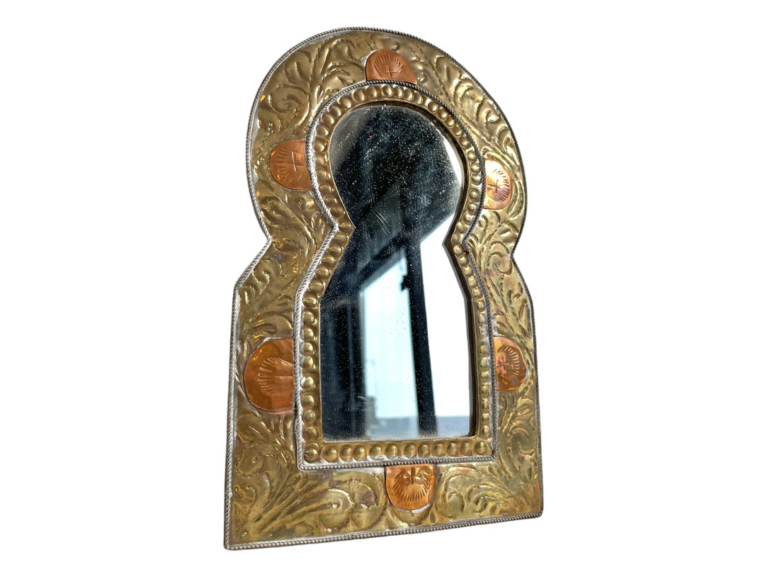 Vintage Moroccan Arabian Tunisian Islamic Mirror Temple Themed Brass ...
