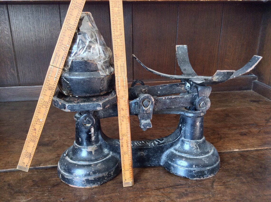 Antique English Heavy Cast Iron Scale & Weights Kitchen Circa | Etsy