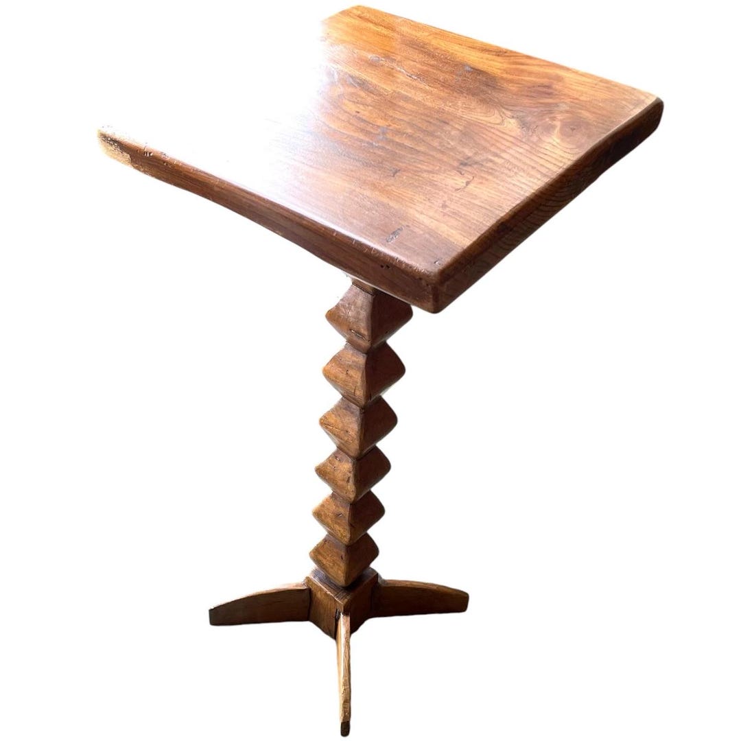 Vintage French Wooden Table Plinth Stand Chunky Brutalist Square Plant ...