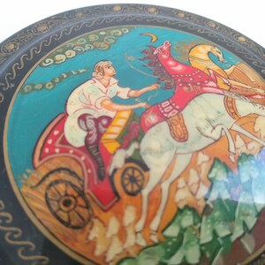 Vintage Greek Enamel Wooden Small Lidded Pill Box Case Jewellery ...