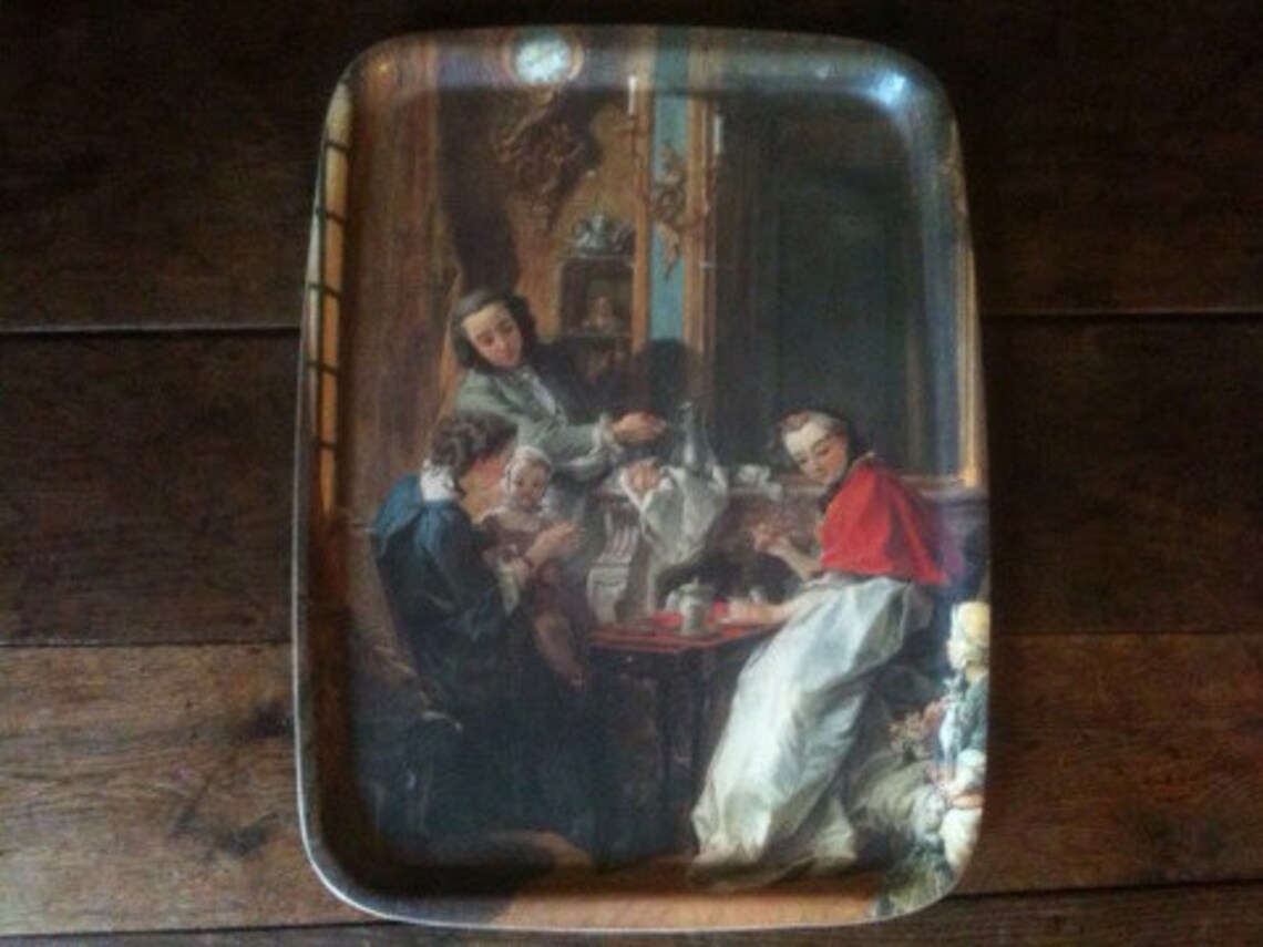Vintage French Old Master Plastic Tray the Afternoon Meal 1739 François ...