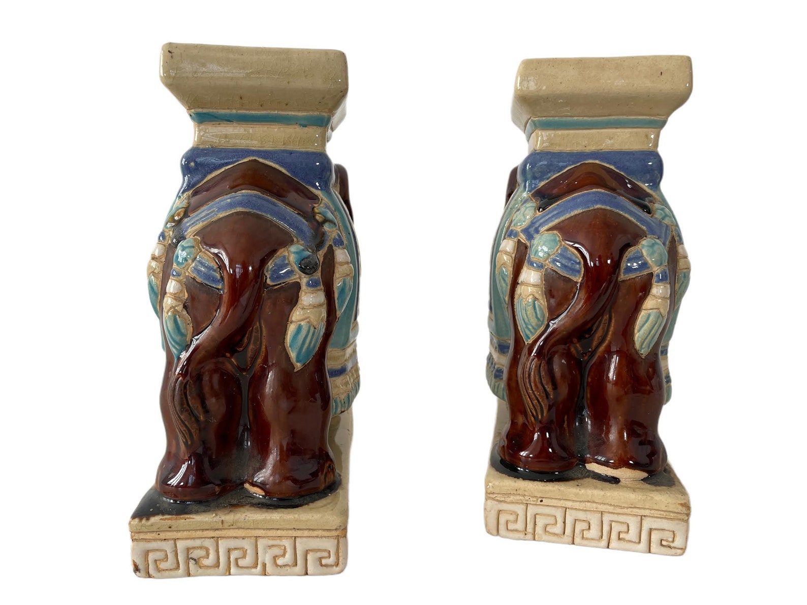 Vintage Chinese Elephant Ceramic Pot Stand Pair Plinth Rest - Etsy