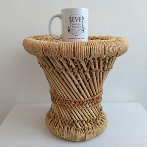 Vintage Thai Stool String Cane Canework Woven Bench Seat Chair Stand ...