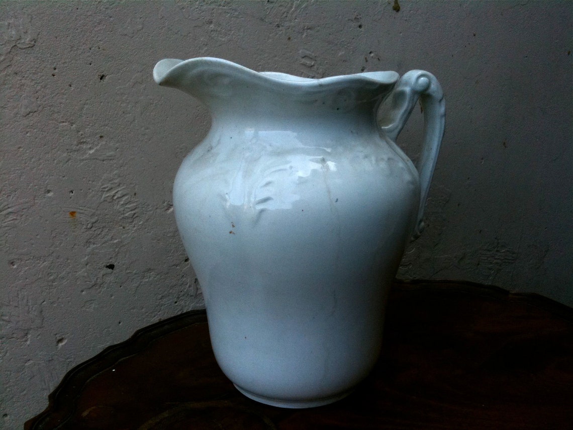 Vintage English Large Heavy White Water Washing Jug White - Etsy