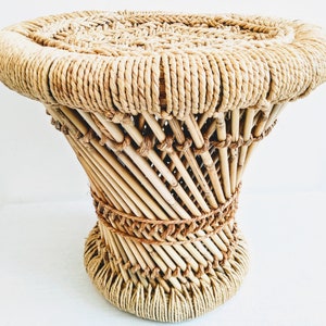 Vintage Thai Stool String Cane Canework Woven Bench Seat Chair Stand ...