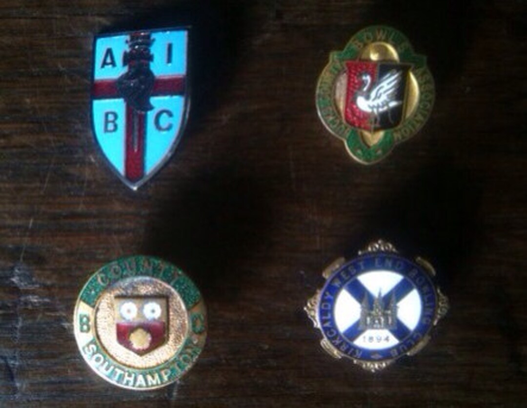 Vintage English Set of 4 Pins Badges Bowls Bowling Circa 1970's / EVE ...