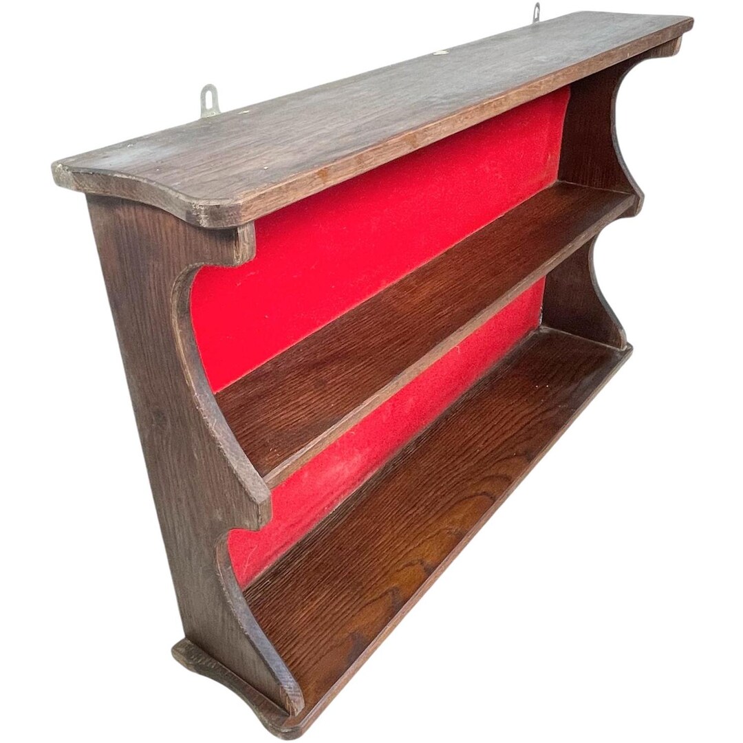 Vintage French Wooden Wood Three Tier Wall Mounted Large Shelf Shelving ...