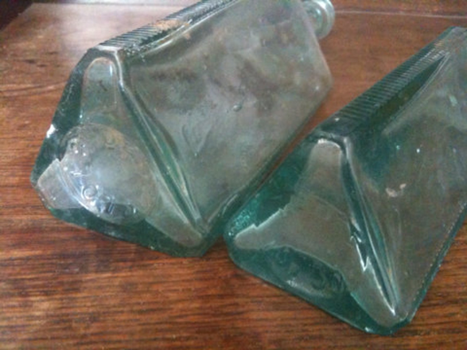 Vintage English Triangle Shaped Glass Bottles Circa 1920's - Etsy