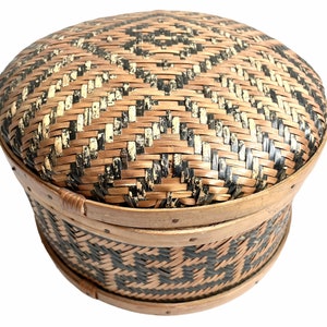 Vintage Thai Asian Traditional Woven Rice Food Basket Storage Decor ...
