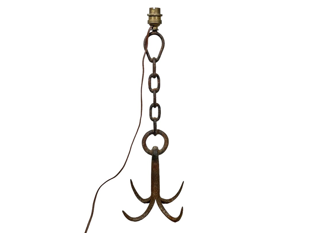 Vintage French Bedside Table Rusty Metal Electric Lamp Brutalist Style ...