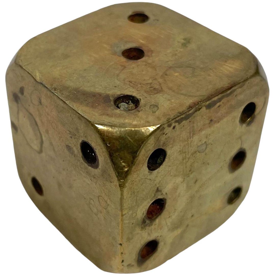 Vintage French Golden Solid Brass Dice Ornament Figurine Sculpture ...