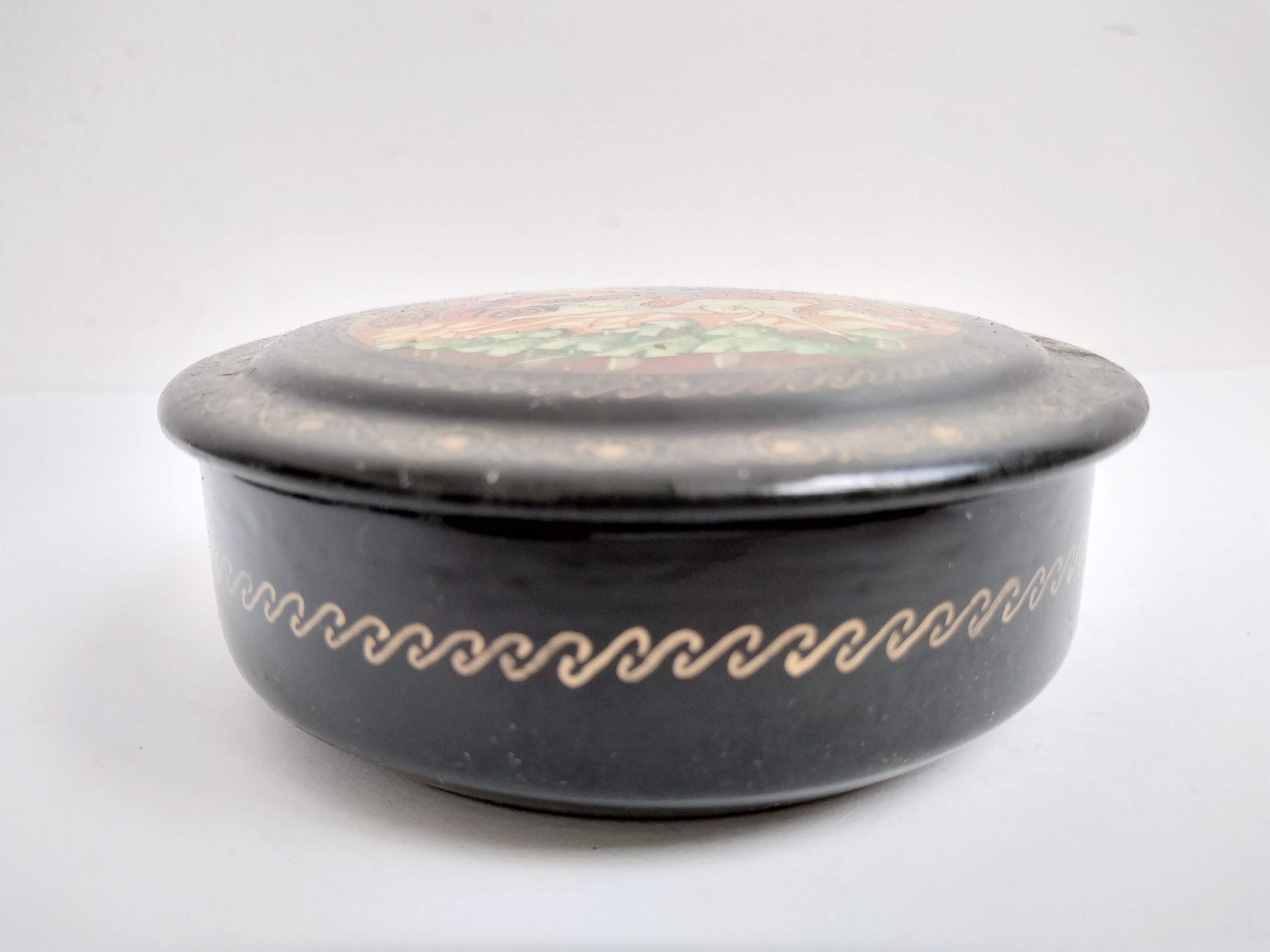 Vintage Greek Enamel Wooden Small Lidded Pill Box Case | Etsy