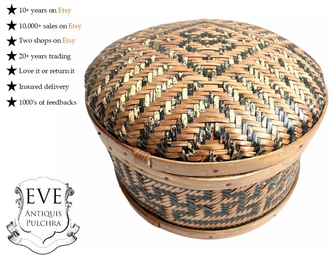 Vintage Thai Asian Traditional Woven Rice Food Basket Storage - Etsy