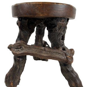 Vintage French Wooden Grape Vine Stool Chair Seat Plinth Stand Table ...