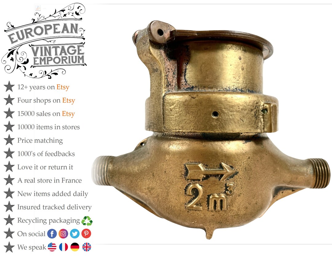 Vintage French Gas Gaz Pipe Meter Housing Industrial Factory Valve Tap ...