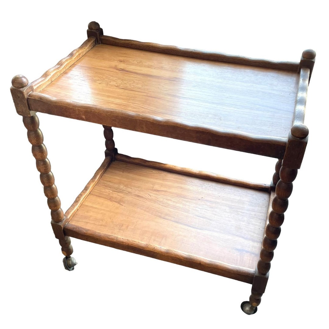 Vintage French Wheeled Serving Trolley Trolly Tray Shelved Shelving ...