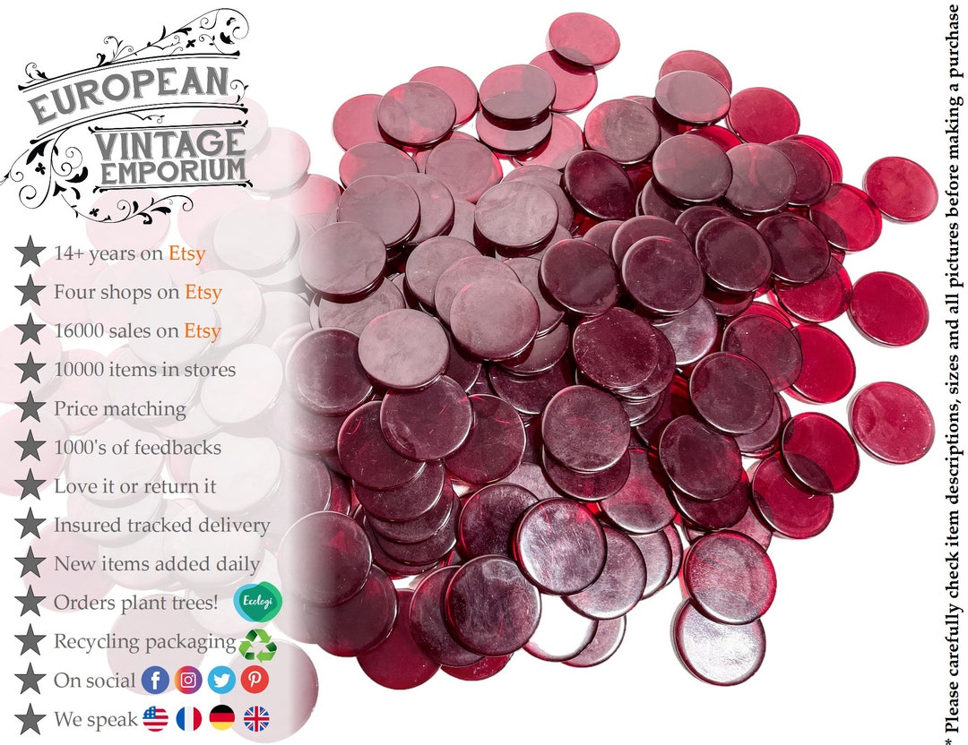 Vintage French Red Circular Markers Tokens Card Table Roulette Poker ...