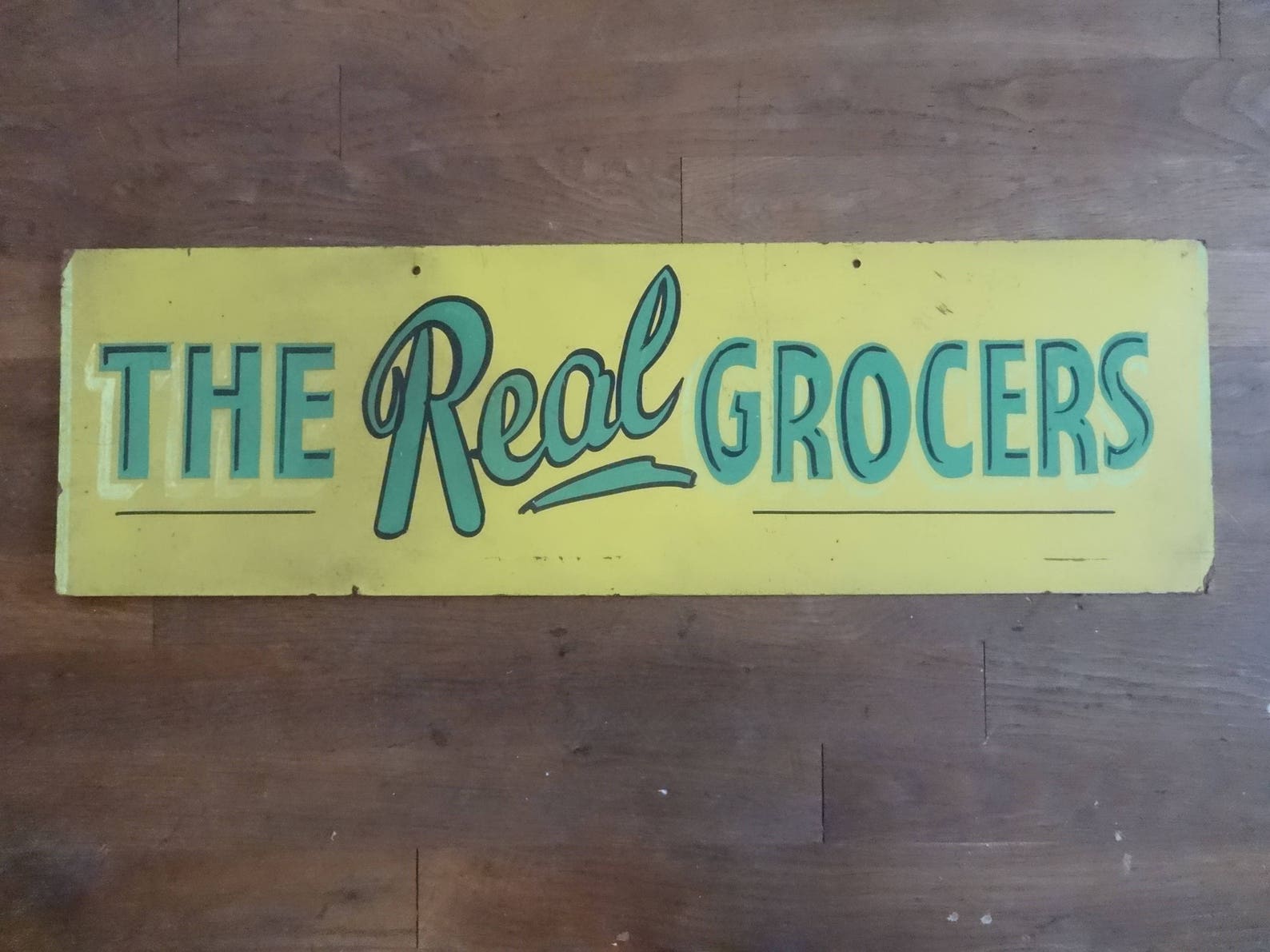 Vintage English Hand Painted the Real Grocers Shop Internal Retail Sign ...