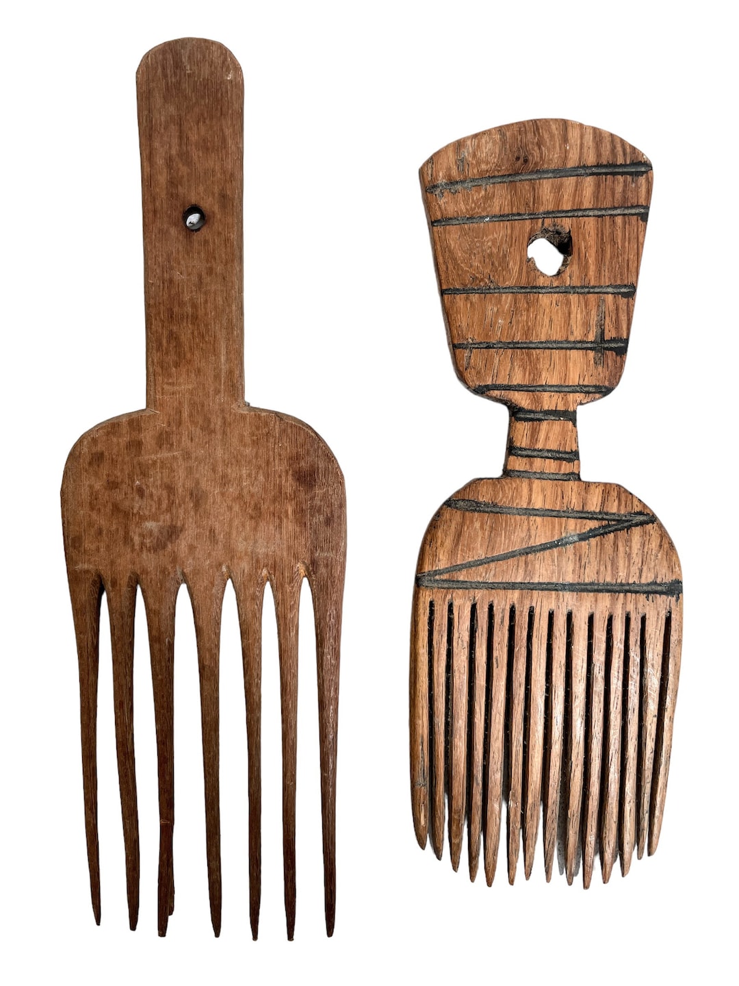Vintage African Pair of Hair Combs Afro Pick Woman Man Ornament ...