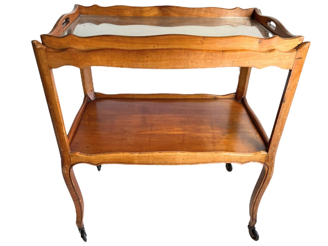 Vintage French Wheeled Serving Trolley Trolly Tray Shelved Shelving ...