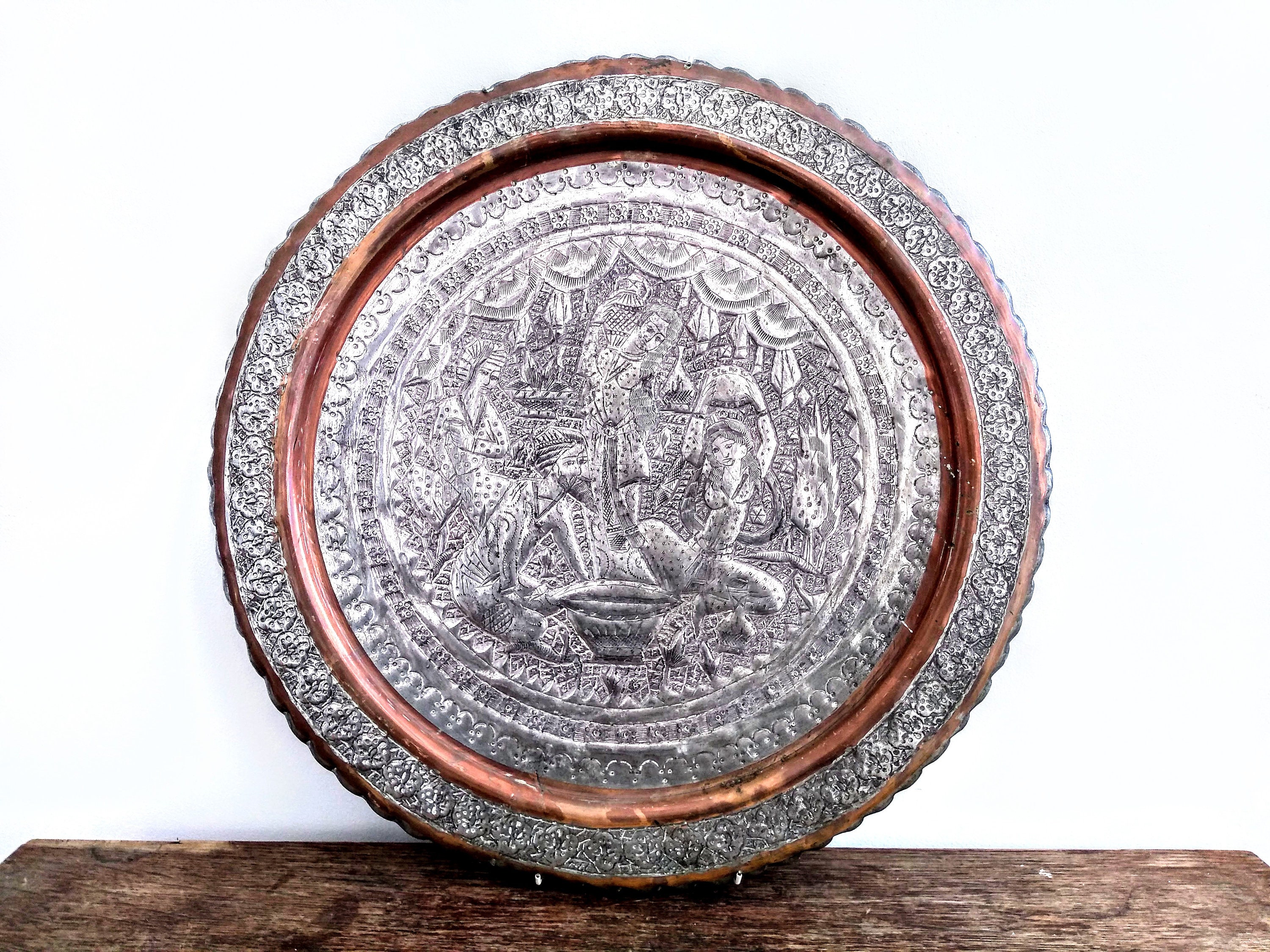 Vintage Indian Copper Medium Sized Brass Hanging Serving Tray | Etsy