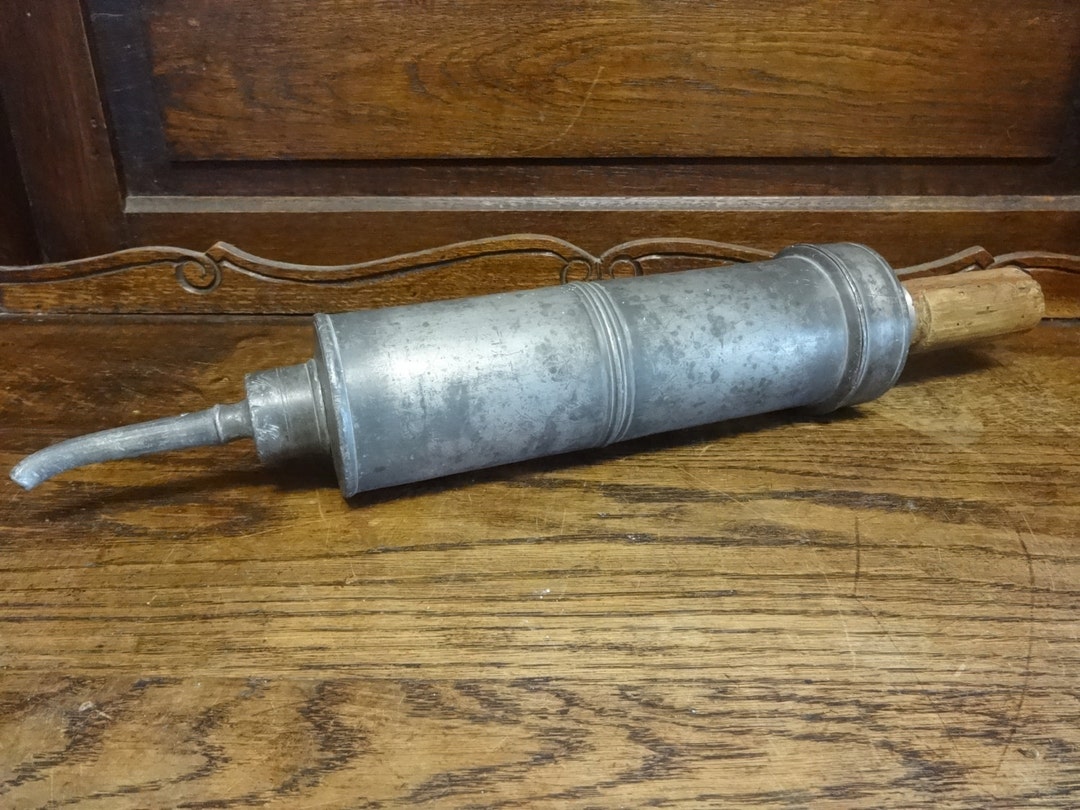 Antique French Butcher Pewter Wood Kitchen Tool Sausage Maker Stuffer ...