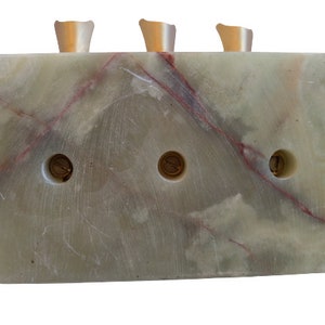 Vintage French Polished Stone Marble Brass Metal Triple Pipe Pipes ...