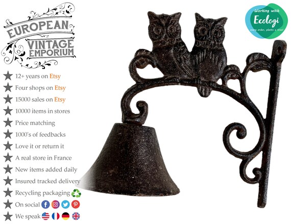 Vintage Bell Doorbell Owl Bird Door Dinner Alarm Iron Bell | Etsy