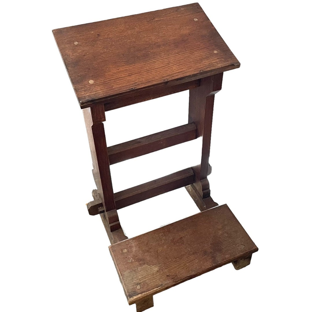 Vintage French Wooden Prayer Praying Kneel Knee Kneeler Step Stool Book ...
