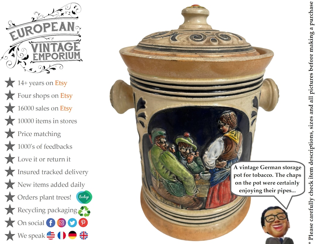 Vintage German Ceramic Tobacco Pot Humidor Smoking Pipe - Etsy