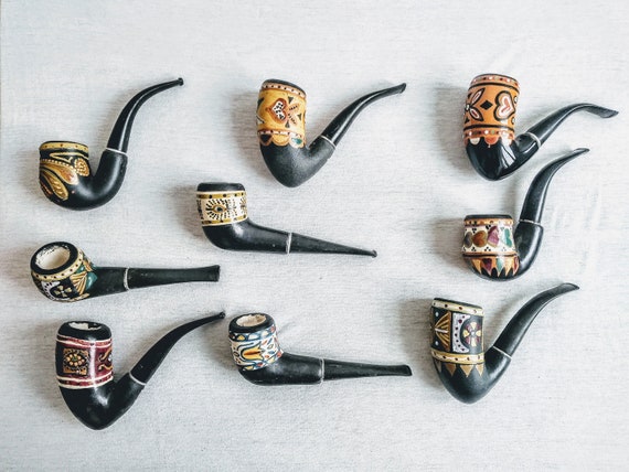 Vintage French Handmade Painted Brittany Smoking Tobacco Pipe - Etsy