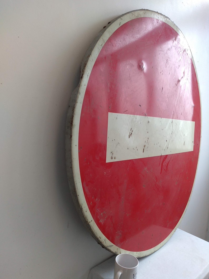 Vintage French No Entry Sign Extra Large Motorway Bashed - Etsy